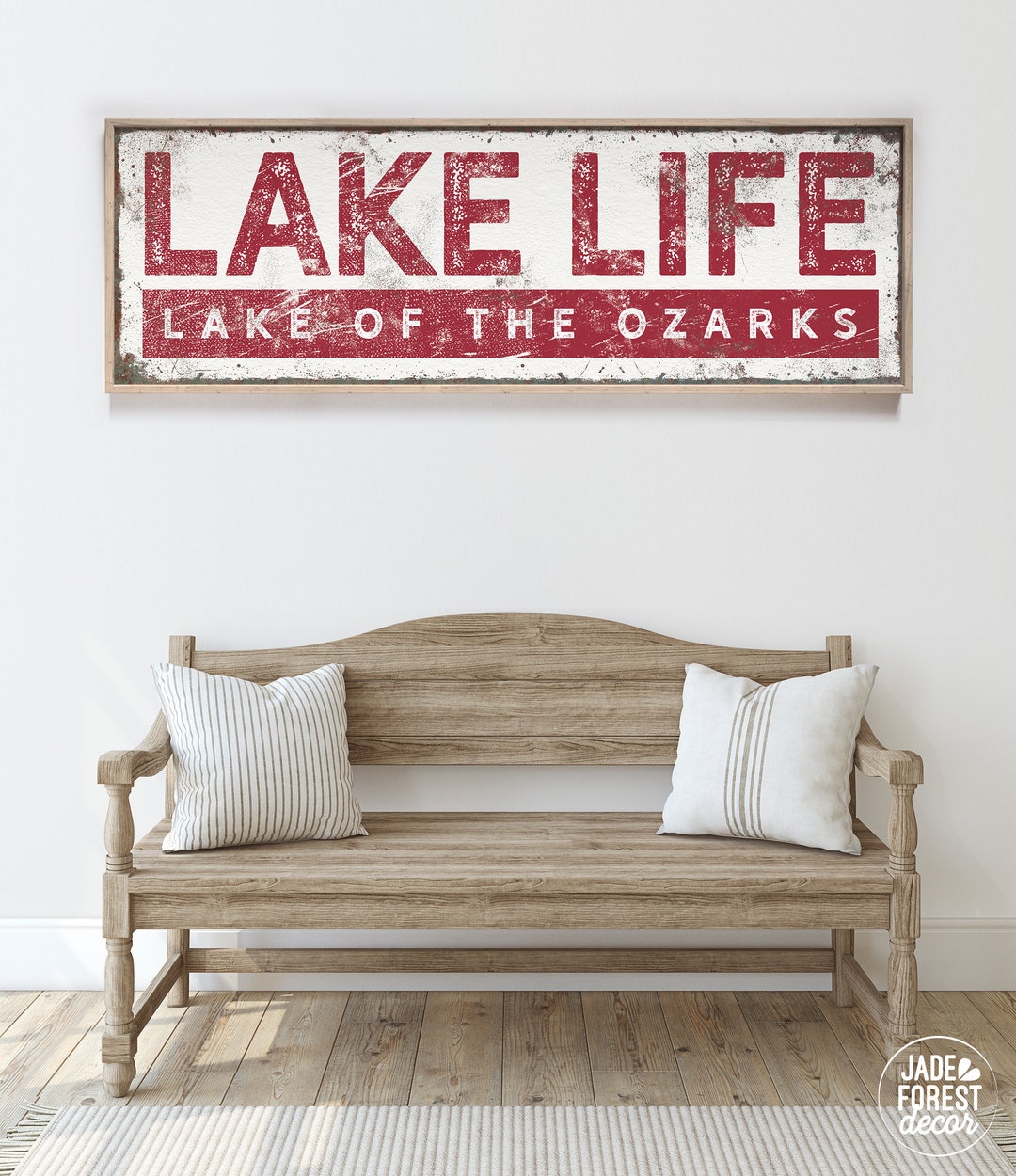Dark Red LAKE LIFE Sign • retro Lakehouse Decor Canvas Print ...
