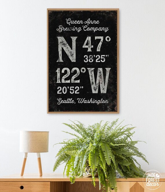 Custom COORDINATES Sign Personalized Family Name Canvas | Etsy