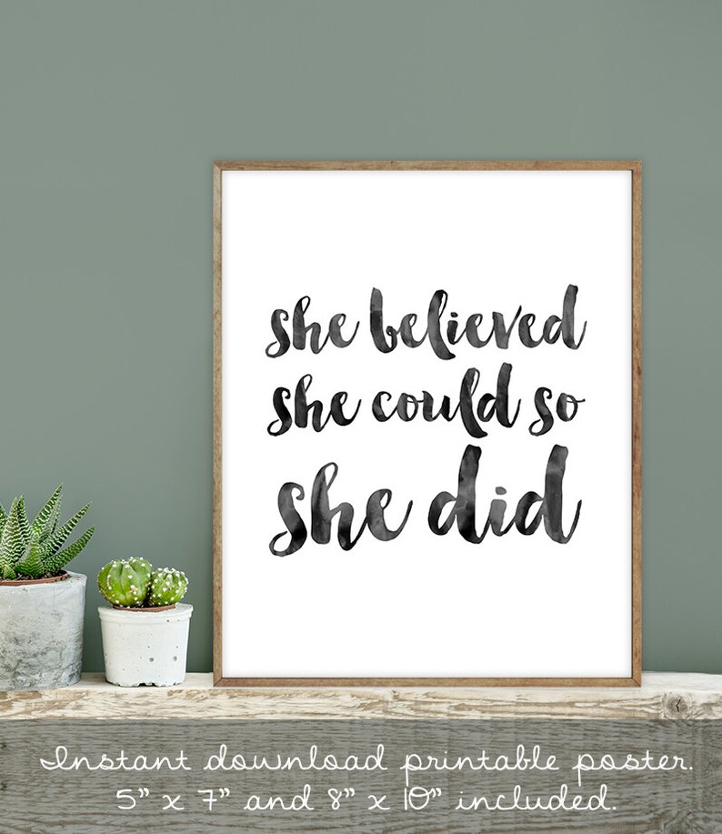 She believed she could so she did poster / wall art print DIY | Etsy