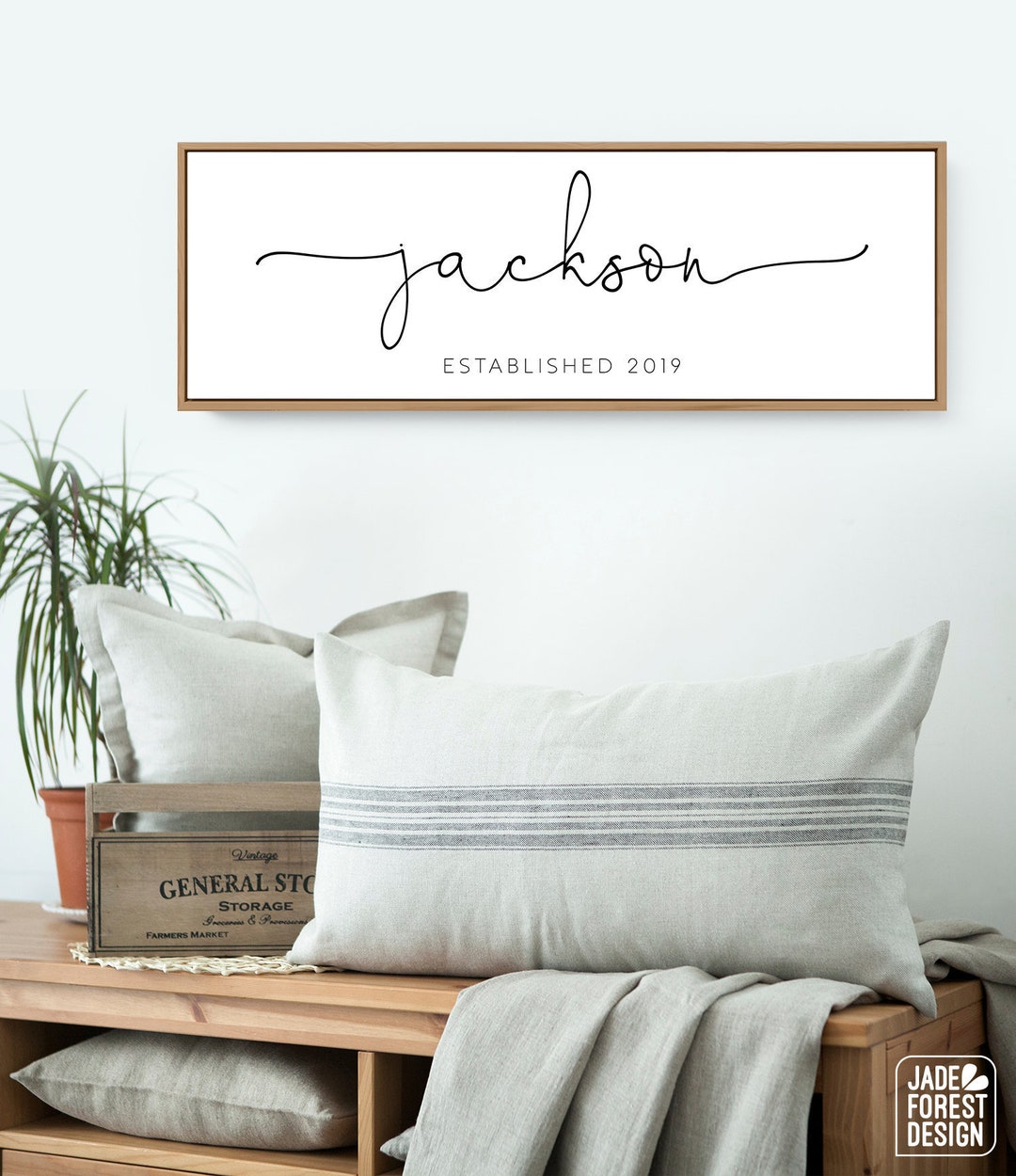 Canvas LAST NAME Sign, Personalized Farmhouse Print, Script Family Name ...