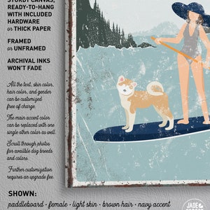 Personalized Paddleboard Sign Woman Paddleboarding With Akita Dog SUP ...