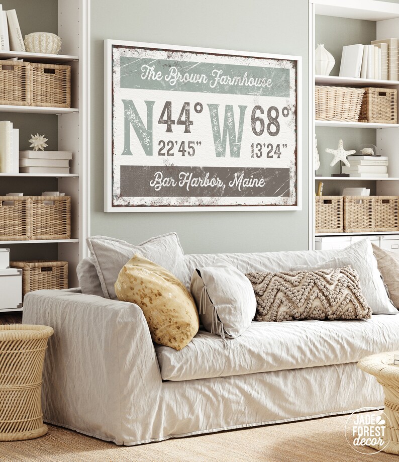 Navy Blue Coordinates Sign Latitude & Longitude Canvas - Etsy