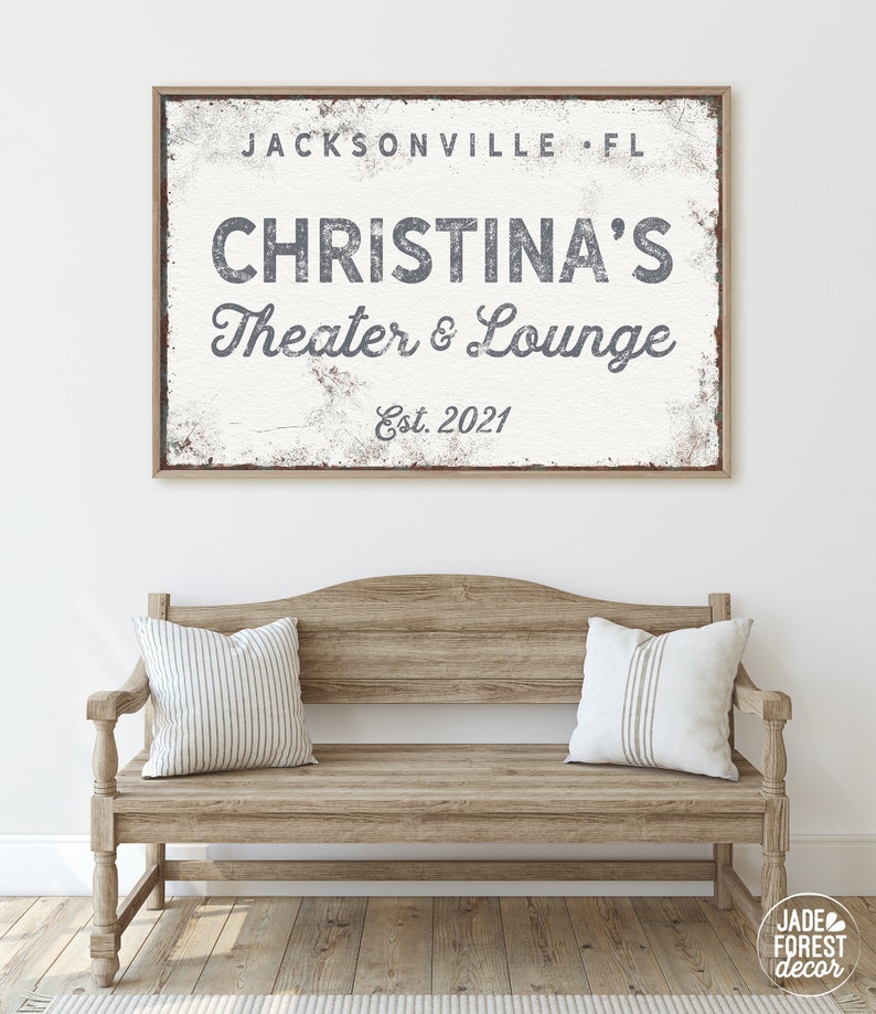 Family THEATER and LOUNGE Sign Custom Last Name Canvas - Etsy