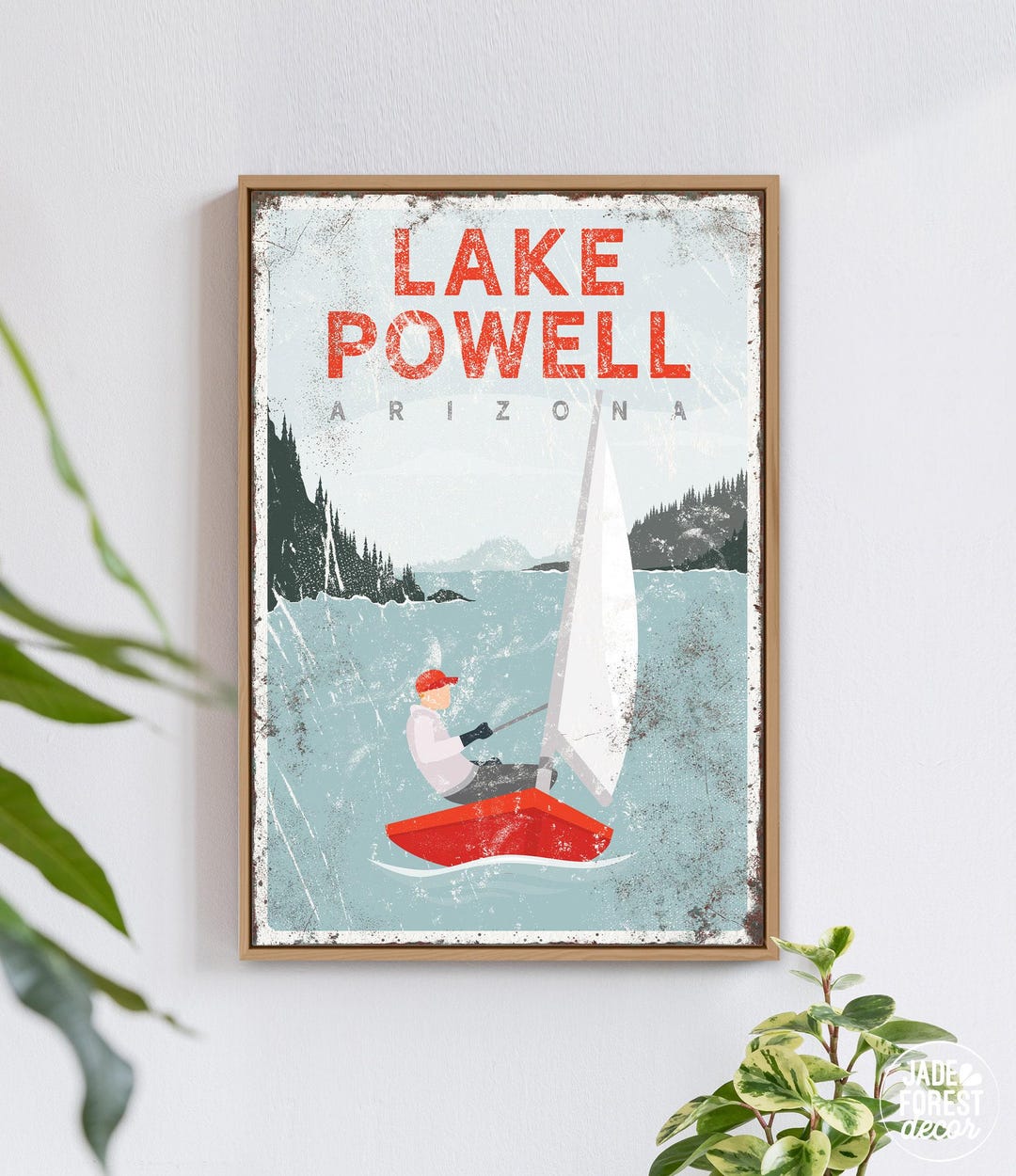 Sailboat Wall Decor, Vintage Nautical Sign, Custom Lake Wall Art, Retro ...