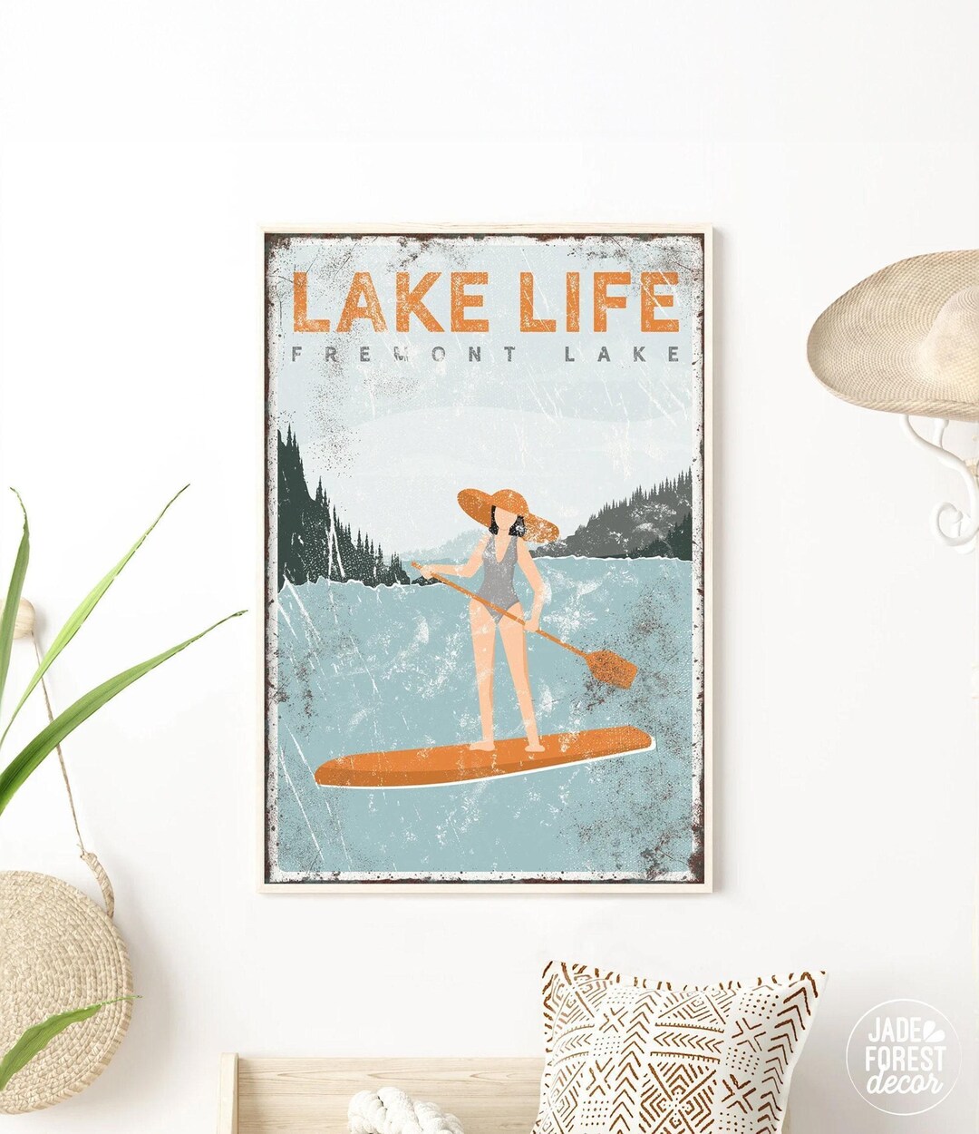 Custom Lake Life Sign: Female Paddleboarder, Vintage Style - Etsy