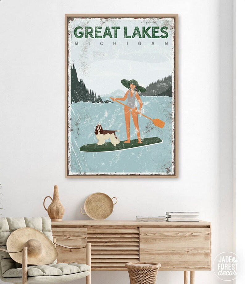 Navy LAKE LIFE Sign With Personalized Dog Paddleboarding - Etsy