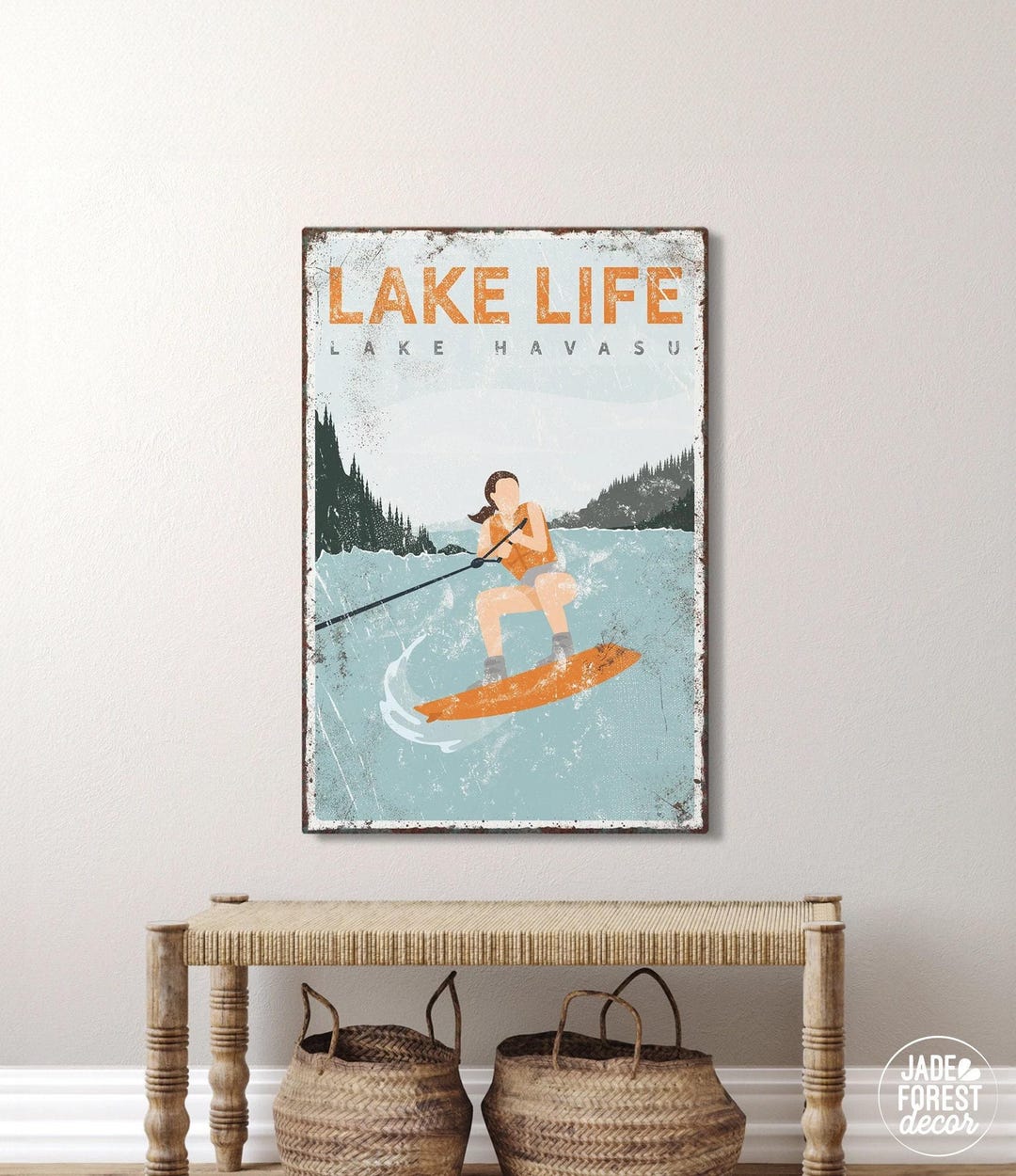 Vintage LAKE LIFE Sign > Personalized Wake Boarding Poster for Vintage ...