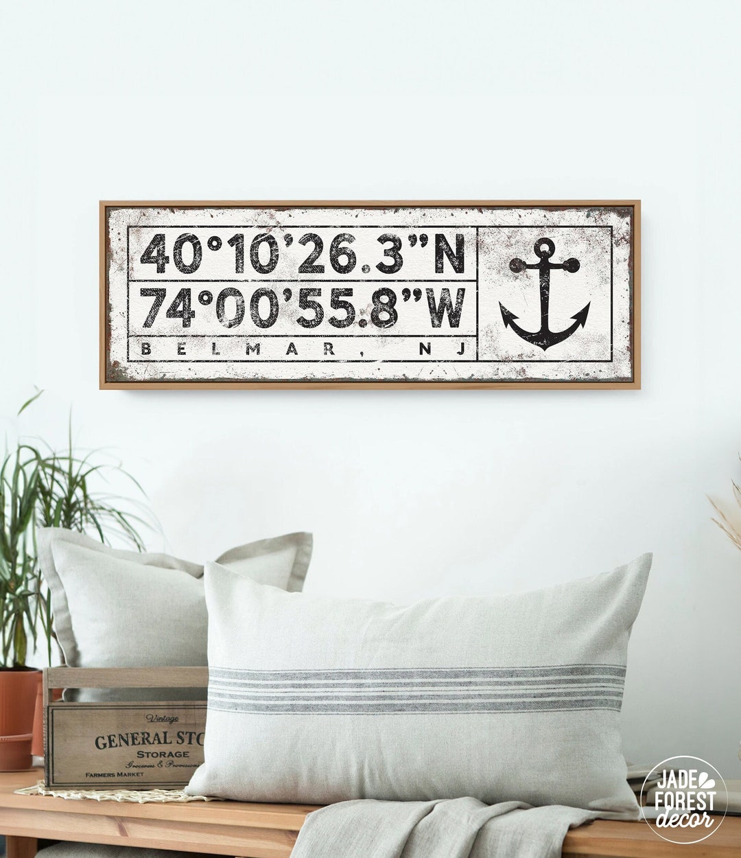 Custom COORDINATES Sign With Anchor > Nautical Art Print With Latitude ...