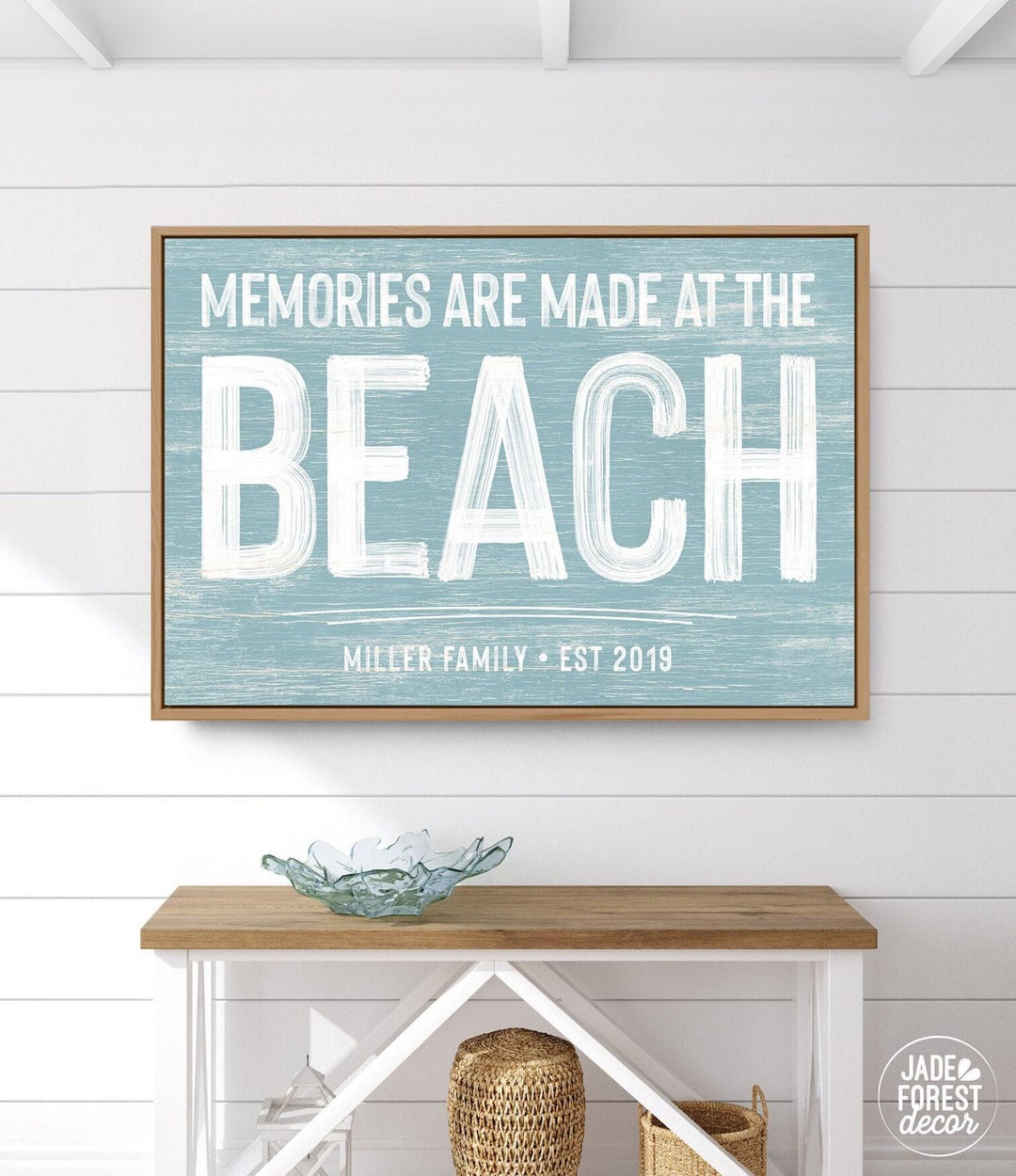 Personalized Beach House Sign - Rustic Light Blue Wood Canvas - Etsy
