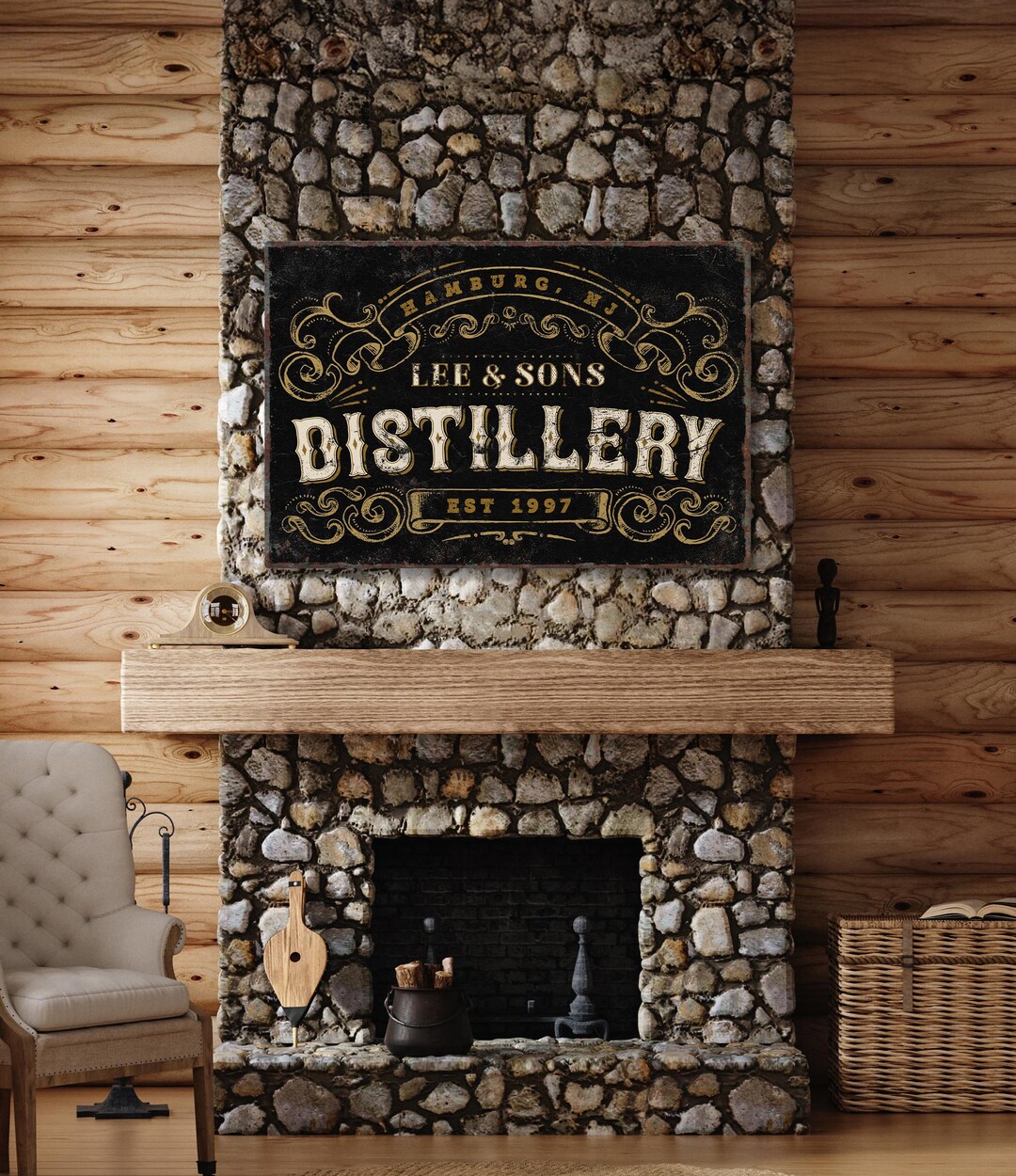 Custom Distillery Sign Canvas, Basement Bar Wall Decor, Bourbon Whiskey ...