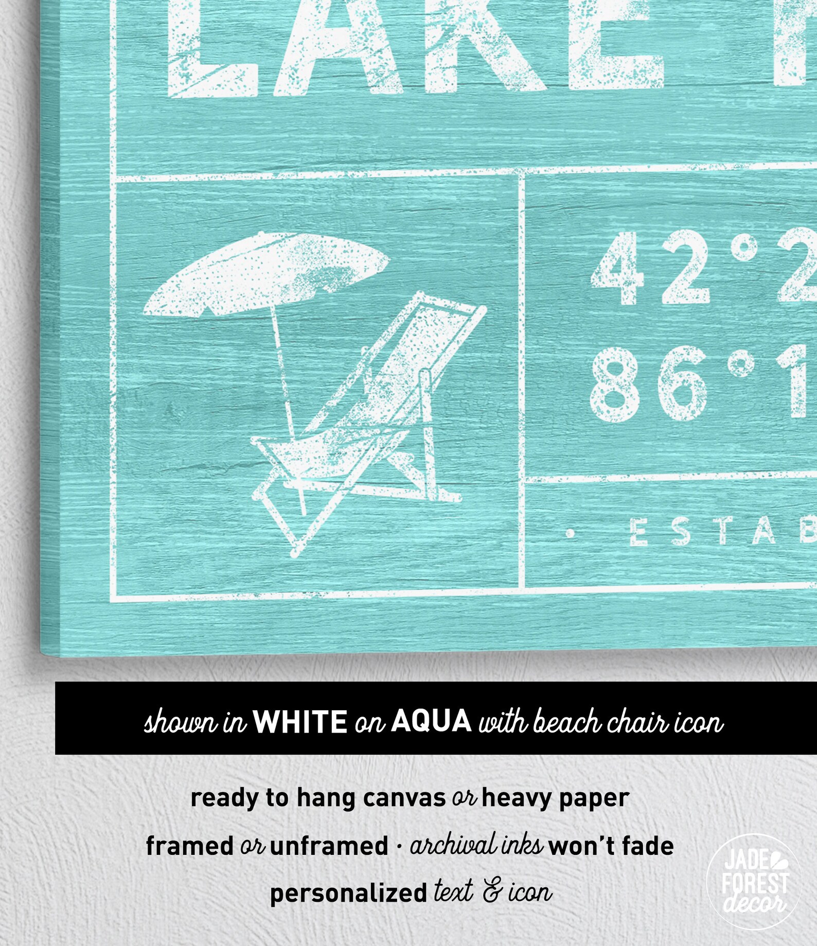 Aqua Blue LAKEHOUSE Welcome Sign Personalized Coordinates | Etsy