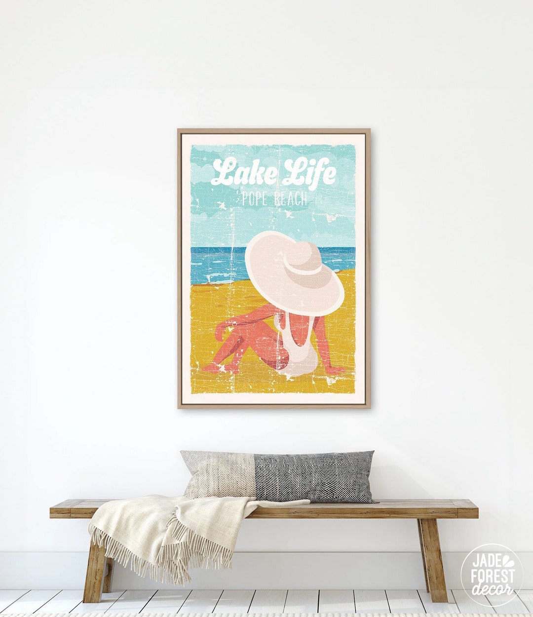 Vintage LAKE LIFE Sign for Lake House Decor, Retro Lake Poster of Woman ...