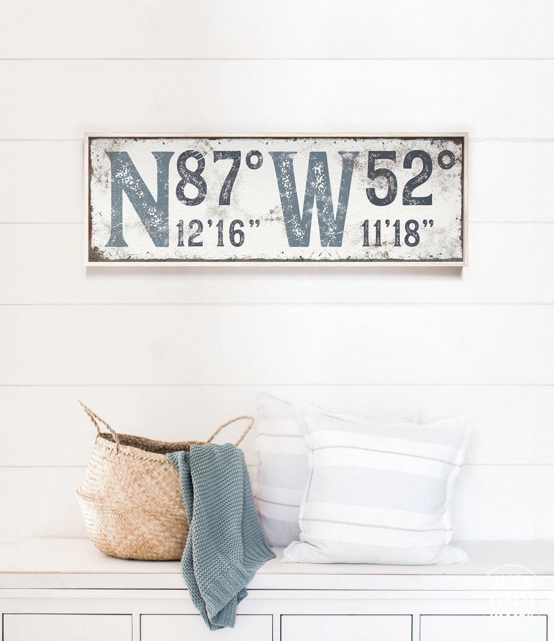Shades of Blue GPS Coordinates Sign, Harbor and Navy (custom Latitude ...