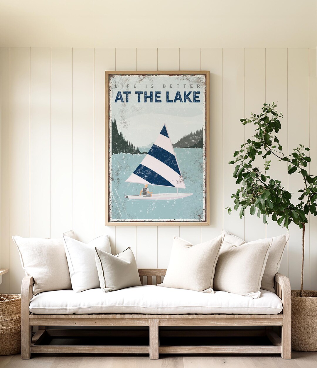 Life is Better at the Lake Poster, Personalized Sailing Poster, Navy ...