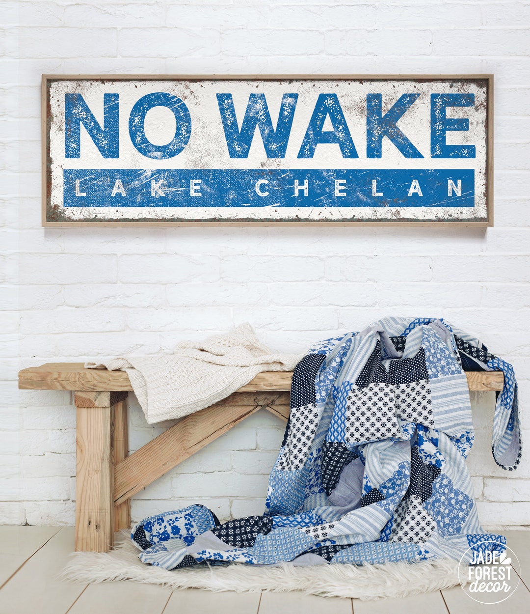 Lakehouse No Wake Sign, Ocean Blue, Rustic Style (customizable Text) - Etsy