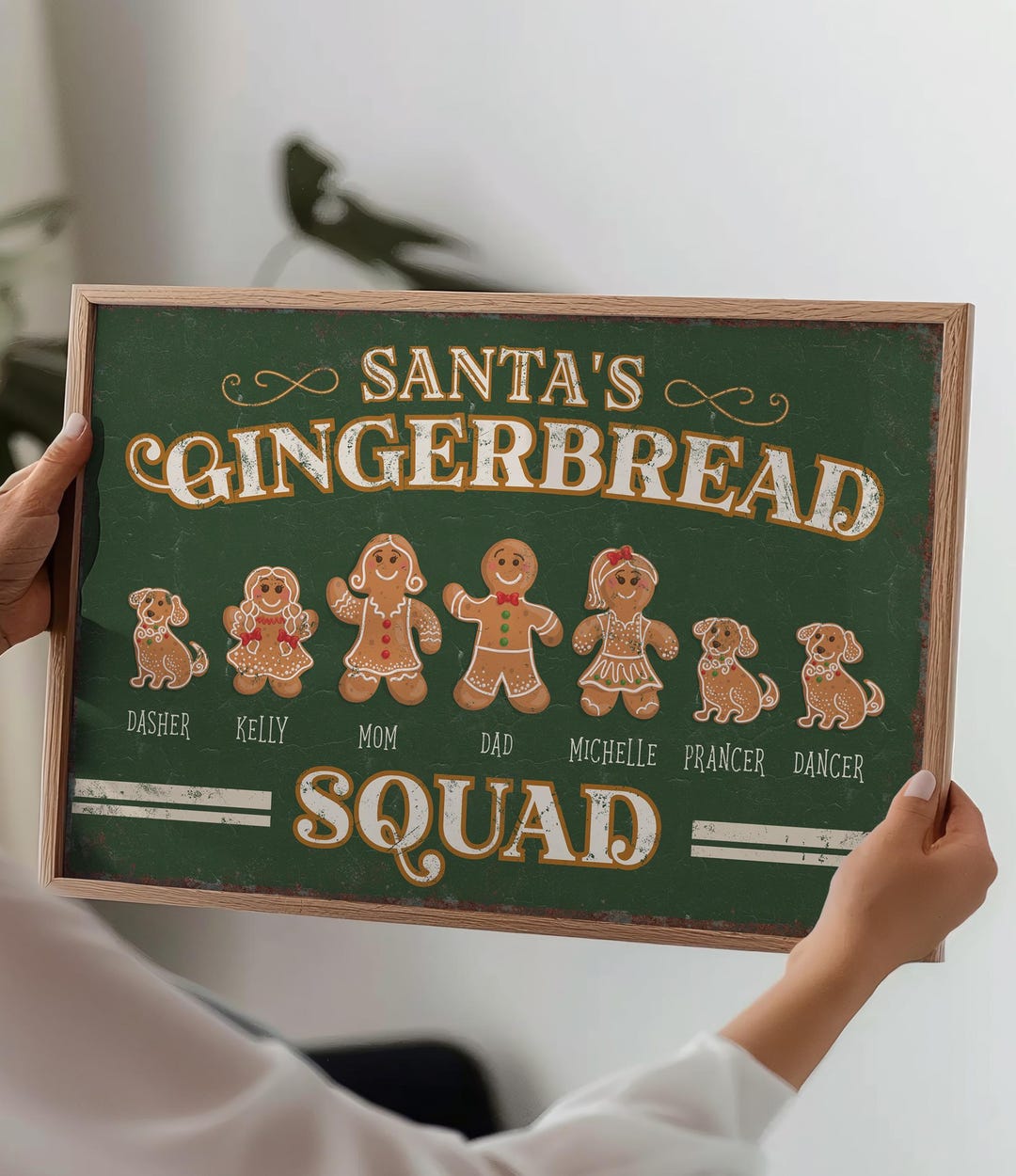 Custom Gingerbread Family Sign, Gingerbread Family With Pets, Pick up ...