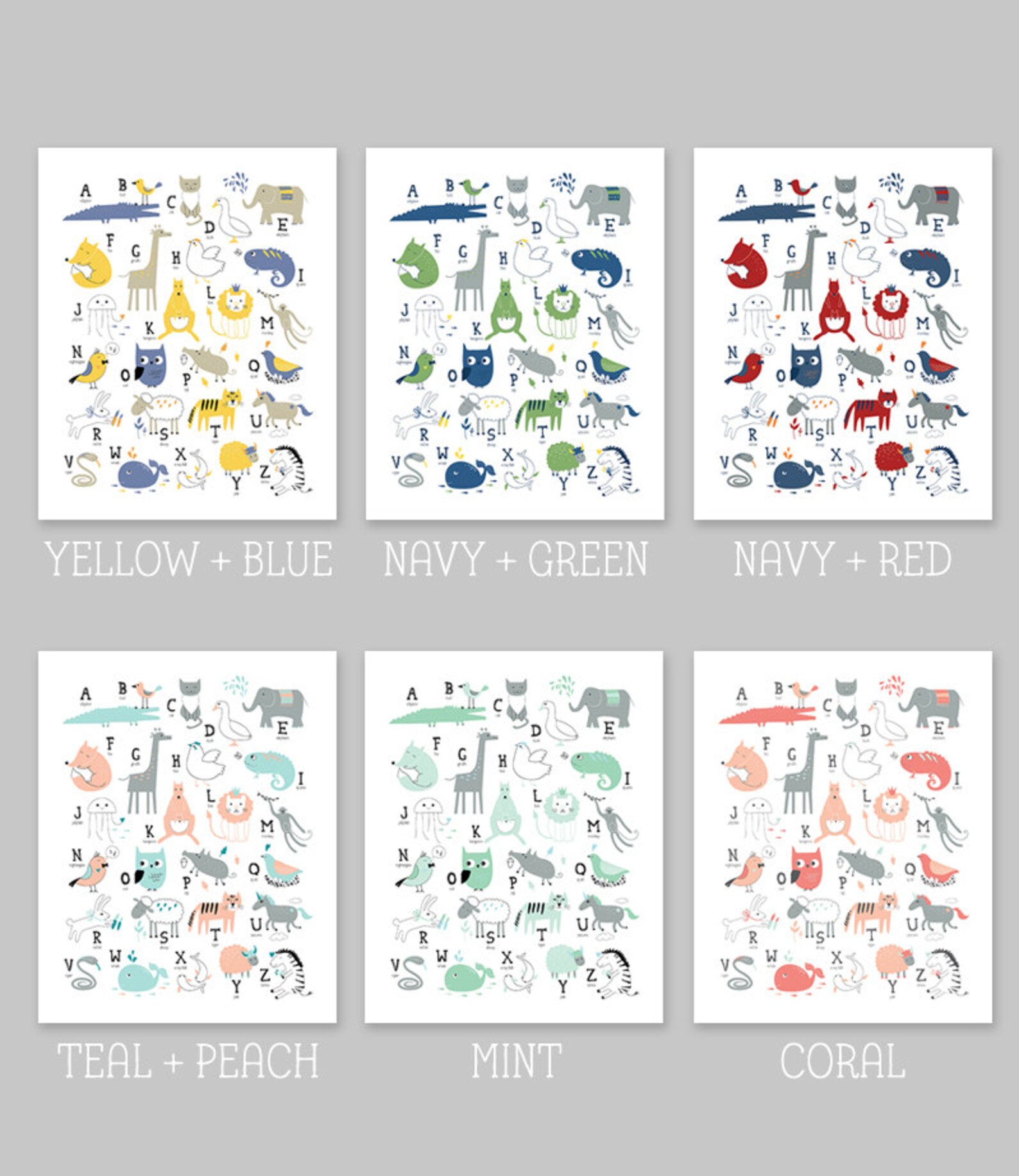 Coral Alphabet Sign / Wall Art Print / Letters Animal - Etsy