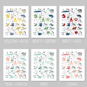Mint Alphabet Sign / Wall Art Print / Letters, Animal ALPHABET Poster ...