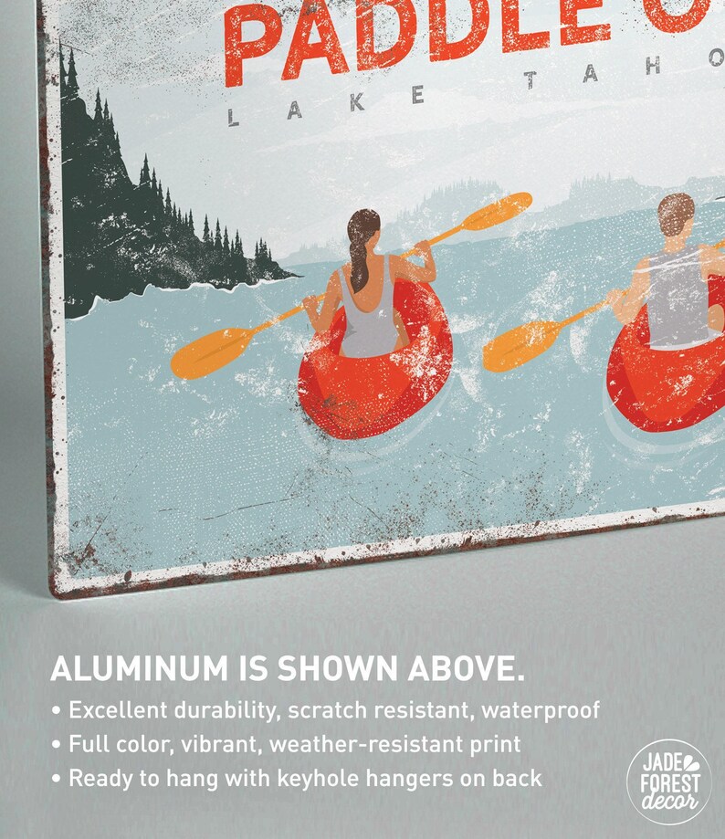 Red Paddle on Kayak Sign - Personalized Vintage Lake House Decor - Etsy