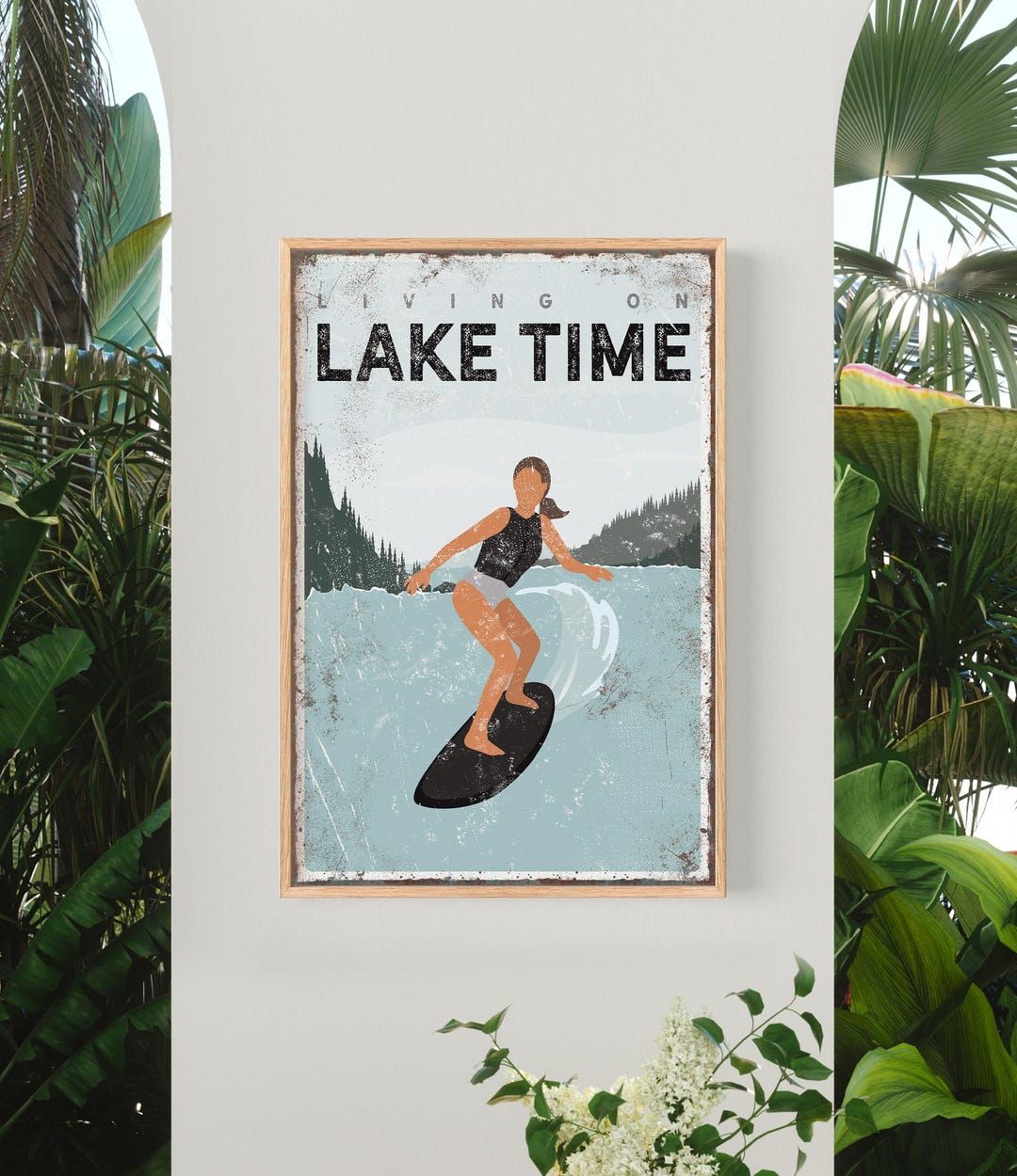 Lake House Wall Decor: Personalized Wake Surf Girl (canvas or Paper) - Etsy