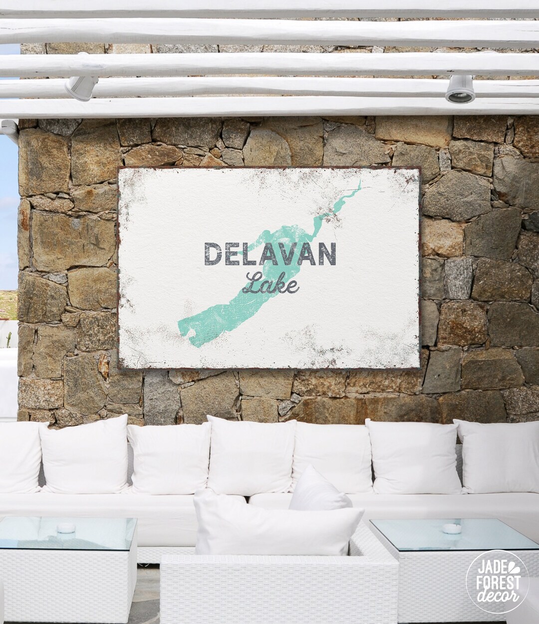 Custom DELAVAN LAKE Poster, Large Framed Canvas Art Print for Lake ...