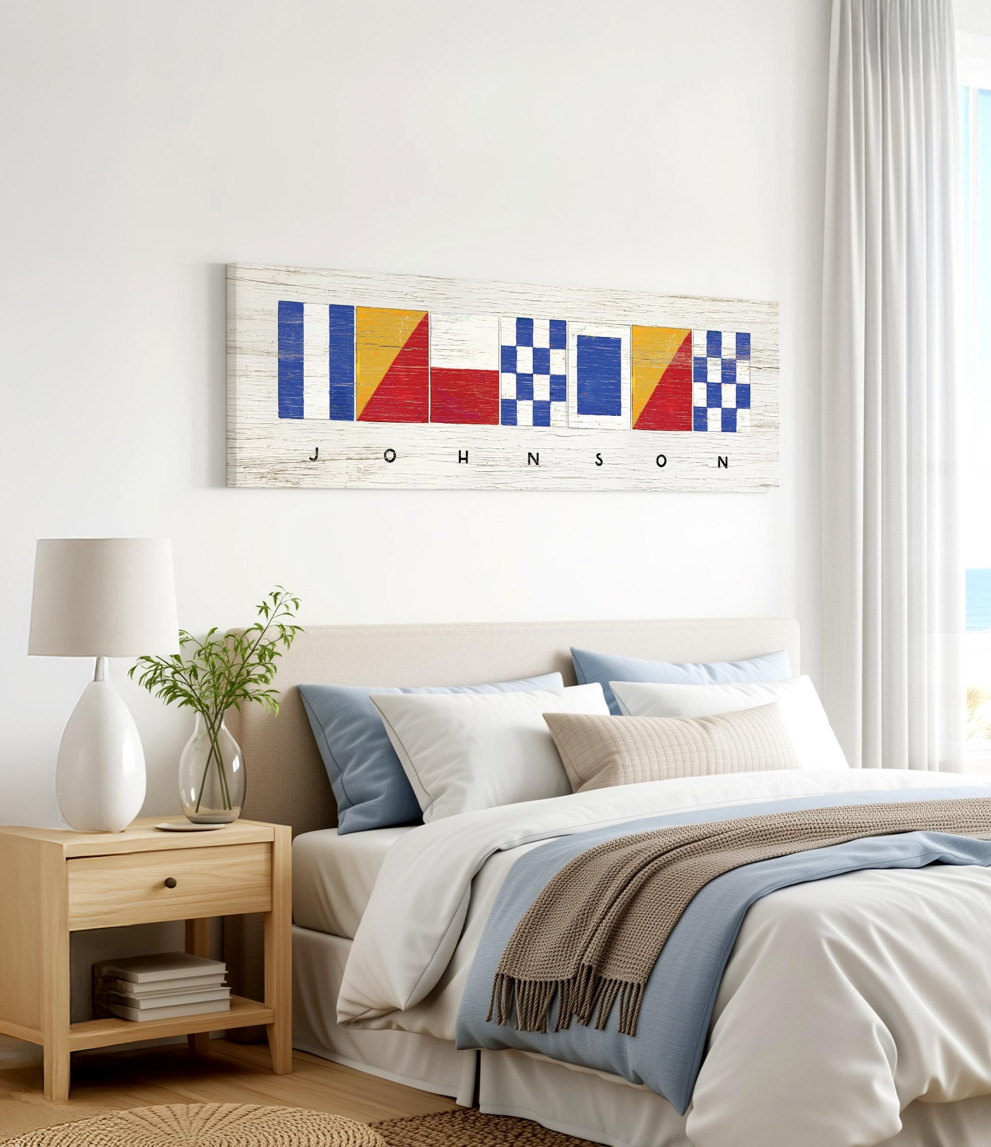Nautical Flag Wall Sign: Custom Family Name, Rustic Wood Frame - Etsy