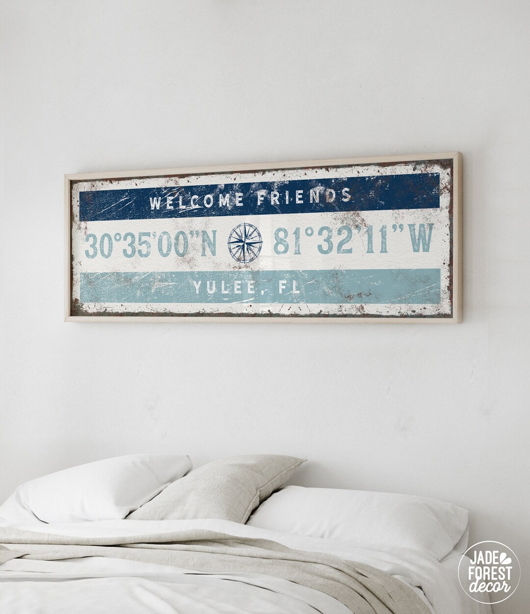 Nautical COORDINATES Sign, Vintage Art Print, Compass Icon, Lake House ...