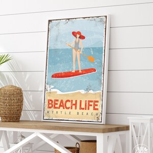 Vintage PADDLEBOARD SIGN, Retro Paddleboard Art for Beach House Decor ...