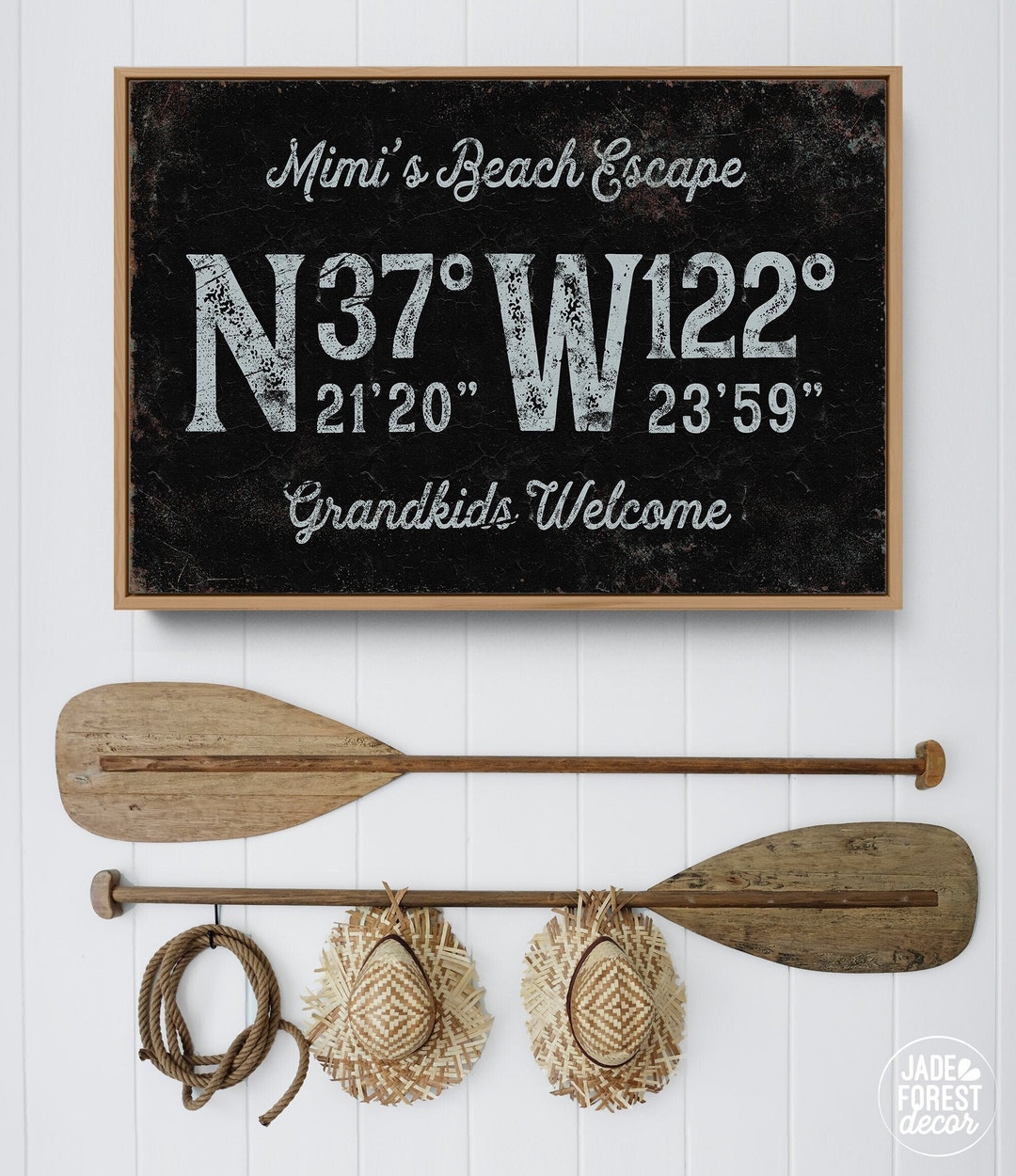Custom BEACH HOUSE Sign With Coordinates Vintage Nautical - Etsy