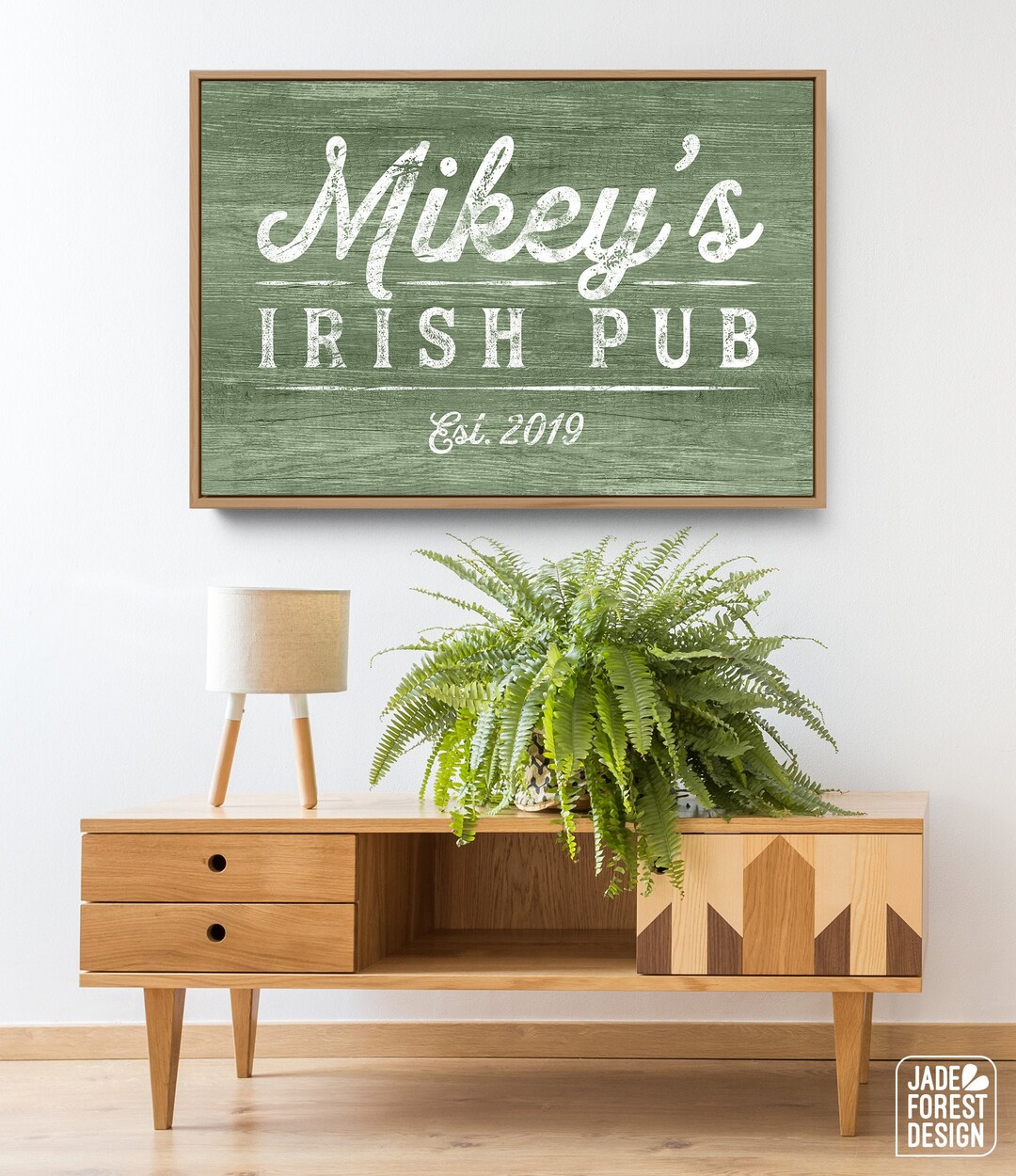 Personalized IRISH PUB Sign > Green Custom Bar Name Canvas • modern ...
