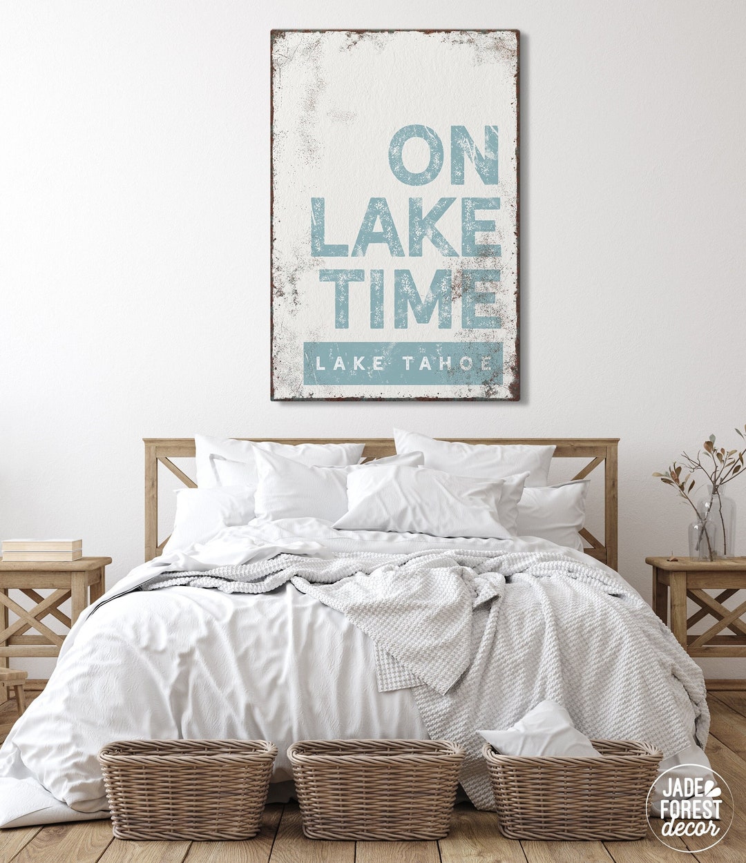 Tide Blue "on LAKE Time" Sign > Vintage Lake Tahoe Wall Art for Modern ...