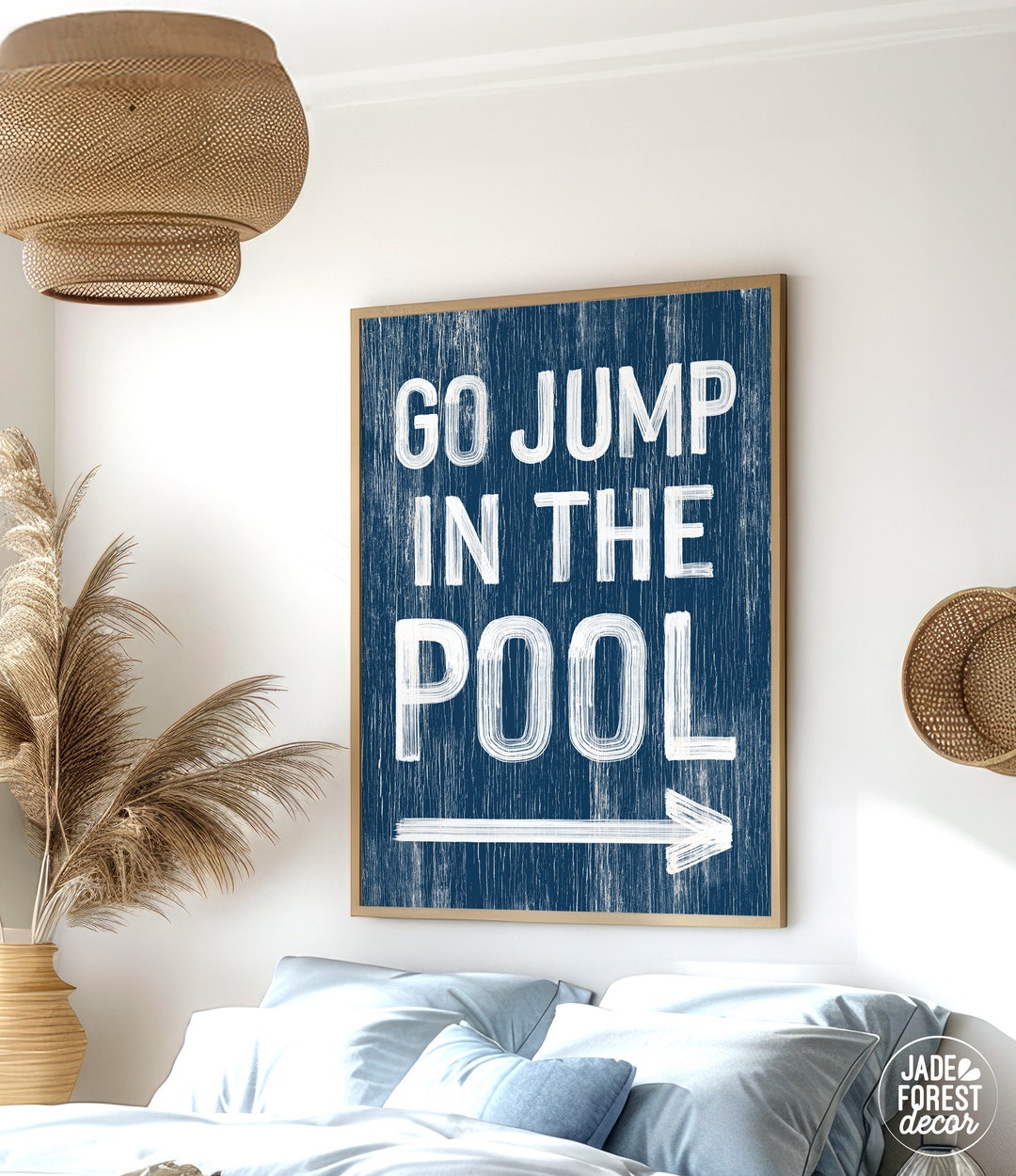 Go Jump in the POOL Sign in Nautical Blue, Navy Vacation Home Decor ...