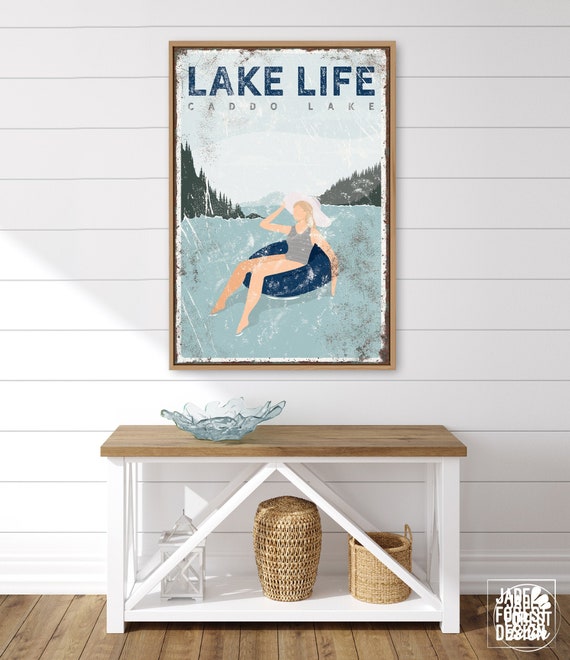 Navy LAKE LIFE Sign Personalized Nautical Blue Lake House - Etsy