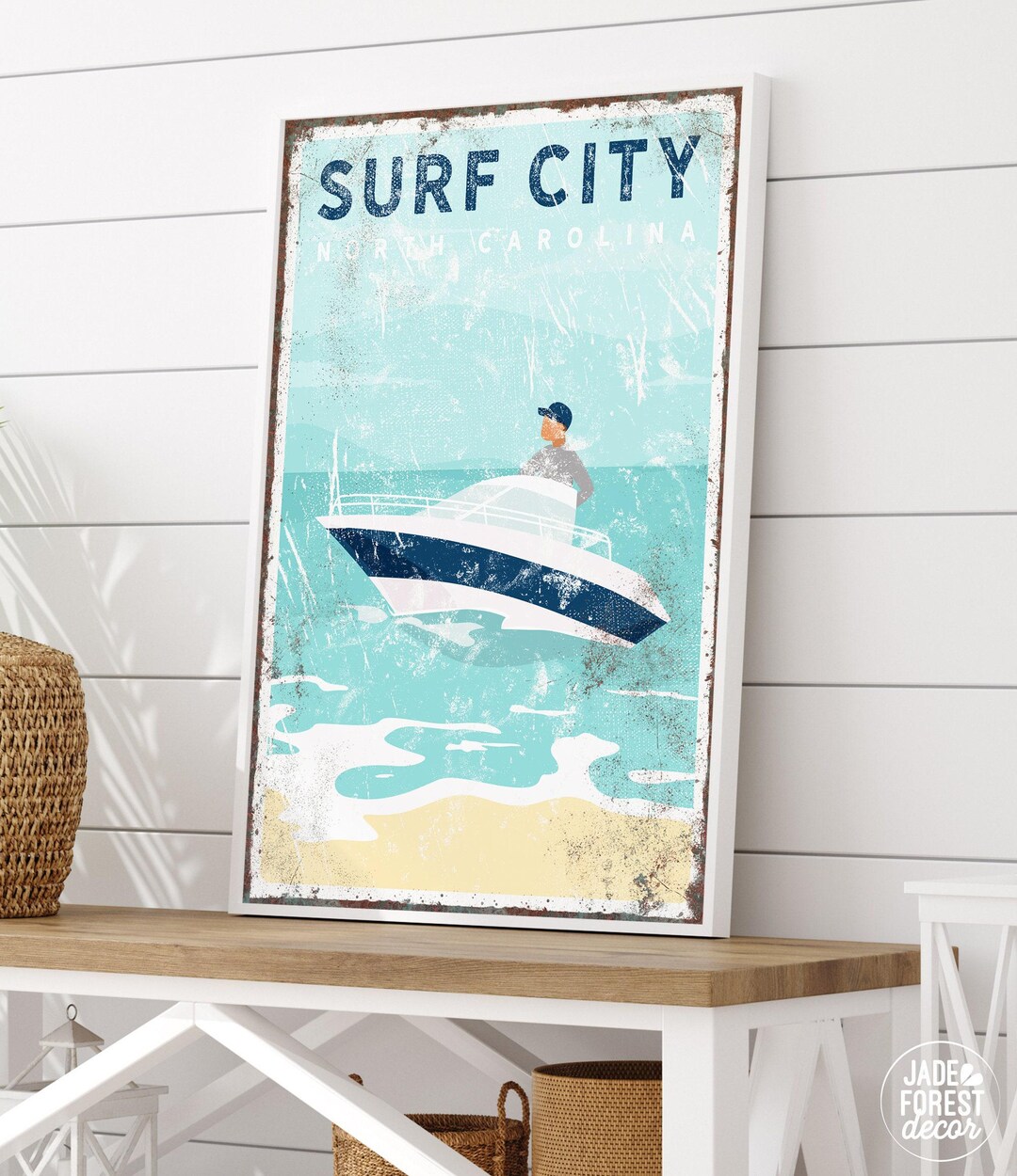 Custom Boating Art Print > Vintage Motor Boat Canvas Wall Art for Decor ...