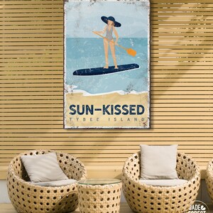 Vintage PADDLEBOARD SIGN, Retro Paddleboard Art for Beach House Decor ...