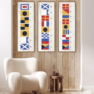 Long Skinny Nautical Flags Canvas Prints, Custom Name Sign Using Nautical Flags Alphabet, Can Be ...