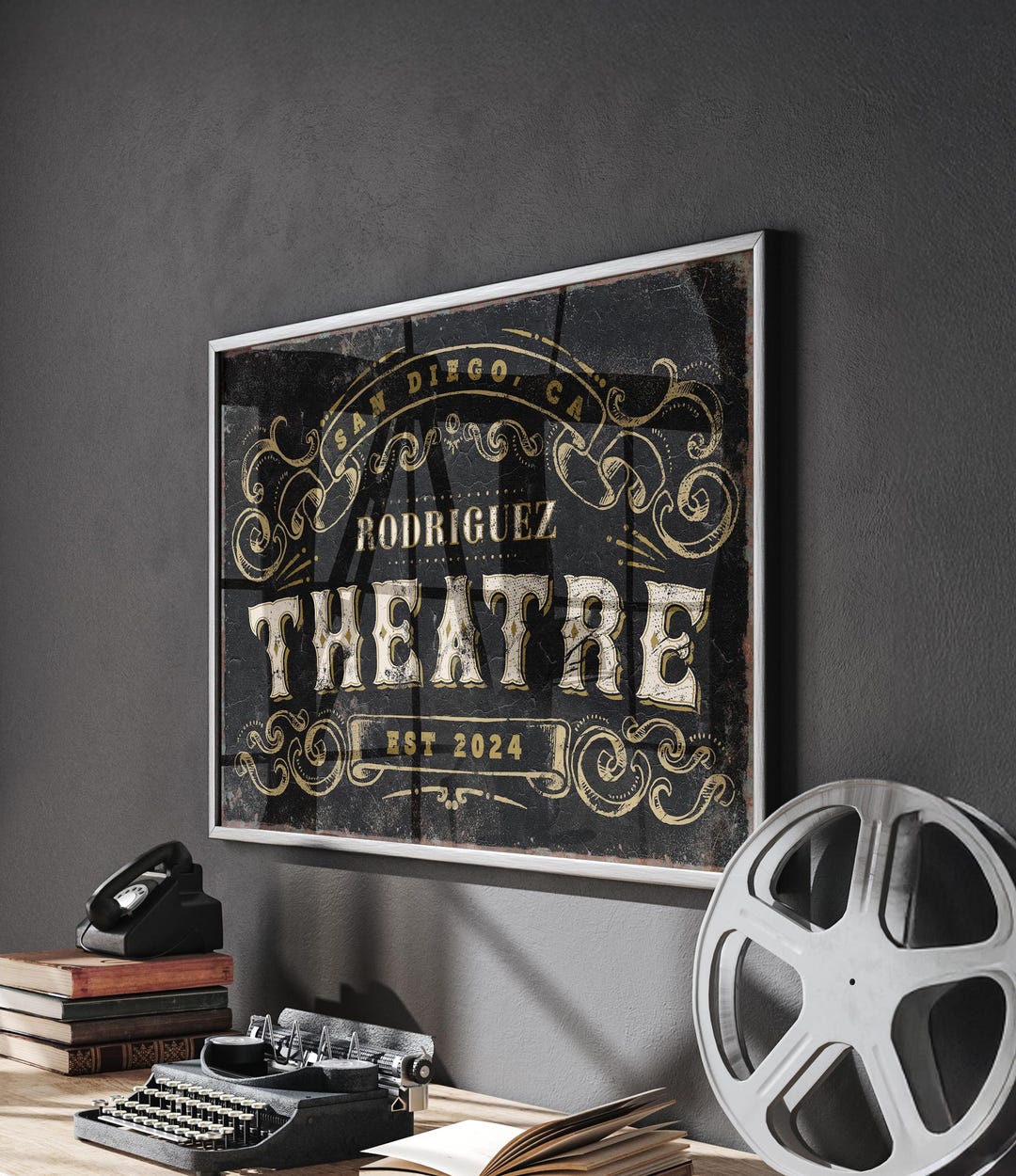 Personalized Theatre and Lounge Sign, Custom Theater Family Sign, Metal ...