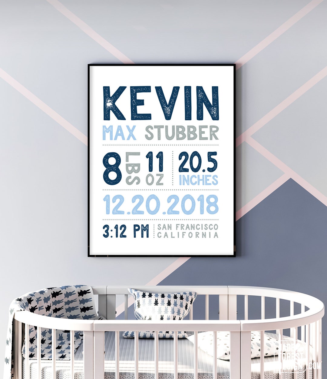 Navy Blue BIRTH STATS SIGN (printable or Canvas Poster) – Custom Baby ...