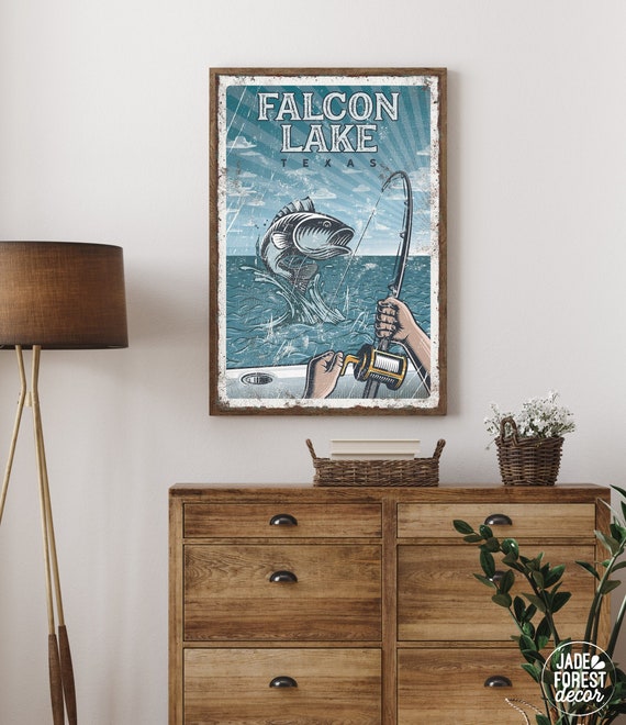 Vintage Blue Fishing Poster Personalized Largemouth Bass - Etsy