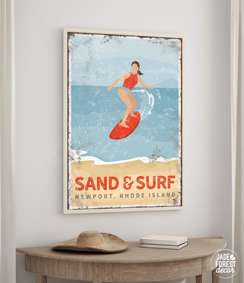 Vintage Beach Wall Decor: Custom Surfing Sign (multiple Sizes ...
