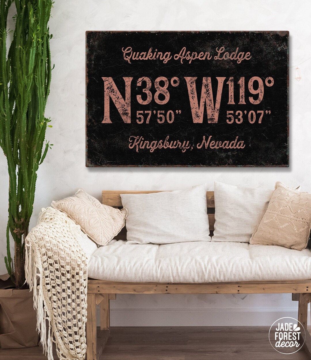 Custom LODGE Sign With Coordinates > Vintage Cabin Wall Art, Coral Pink ...