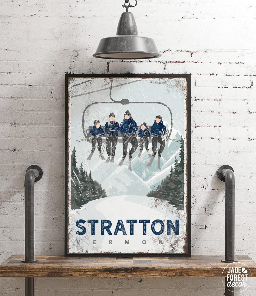 Custom Ski Lodge Poster, Retro Navy Blue (personalized Text Options) - Etsy