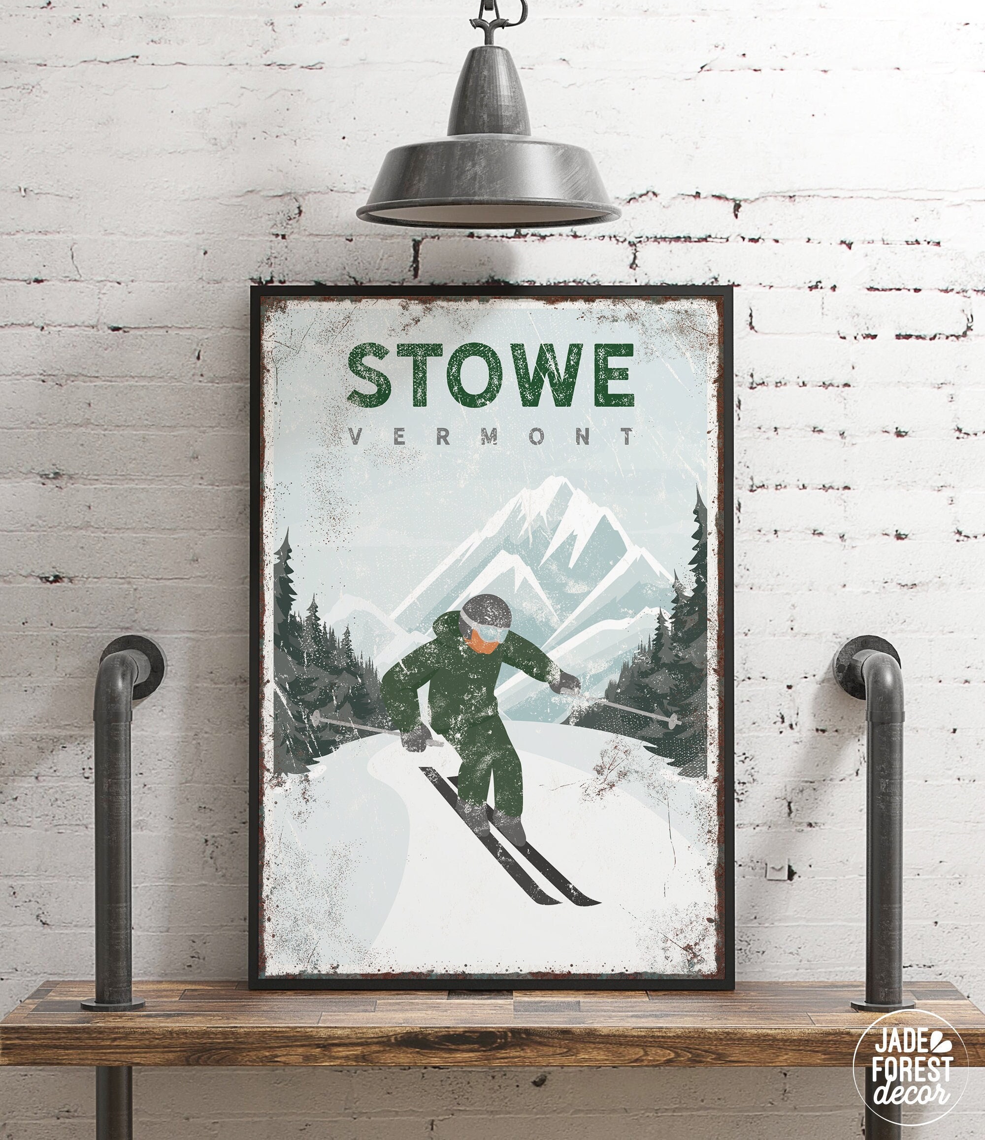 Custom MOUNT SNOW poster • Orange Vermont ski mountain wall art ...