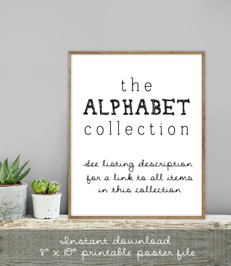 Teal and Peach Alphabet Sign / Wall Art Print DIY / Letters, Animal ...