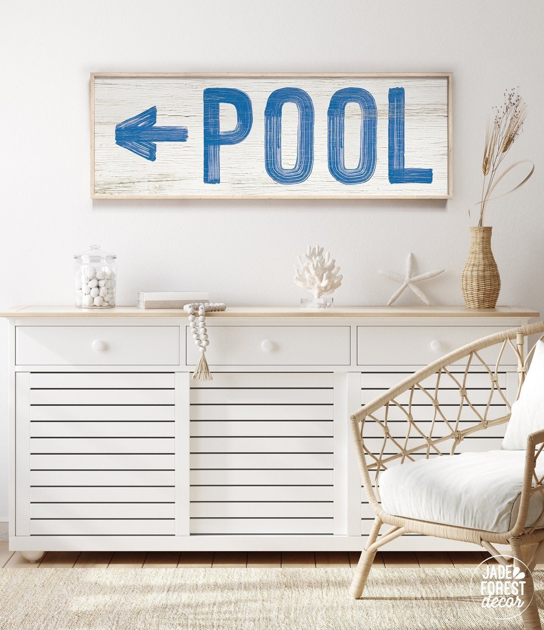 Vintage POOL Sign for Above Door > Ocean Blue Sign for Pool With Left ...
