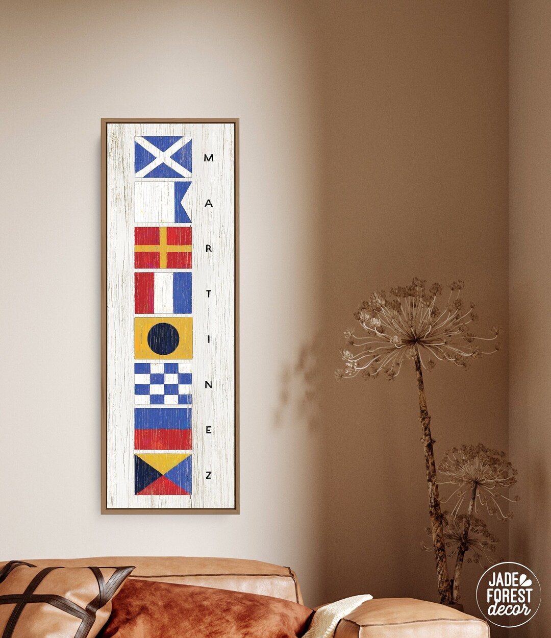 Vertical Nautical Flags Sign, Custom Last Name Sign Using Nautical ...