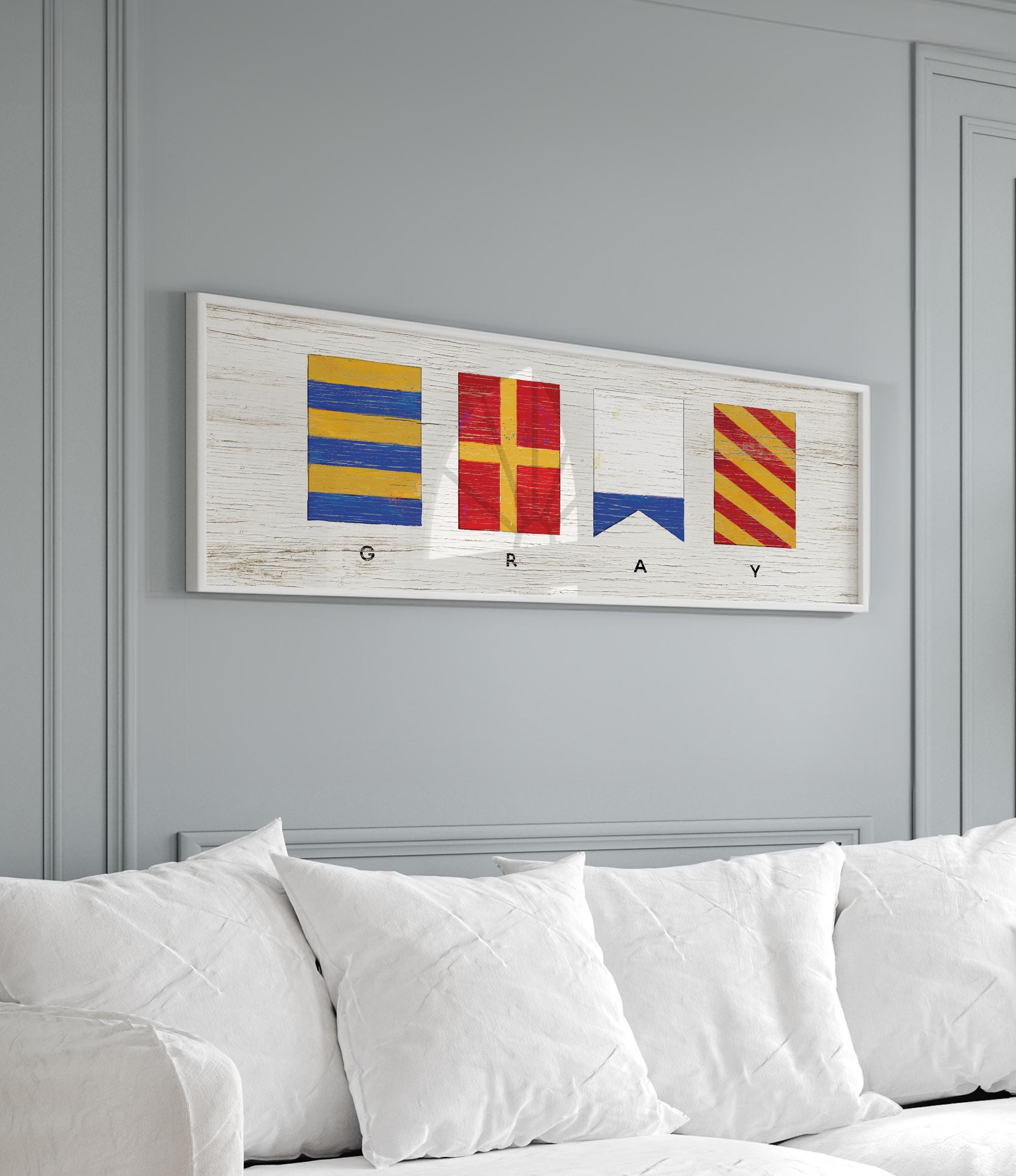 Nautical Flag Wall Sign: Custom Family Name, Rustic Wood Frame - Etsy