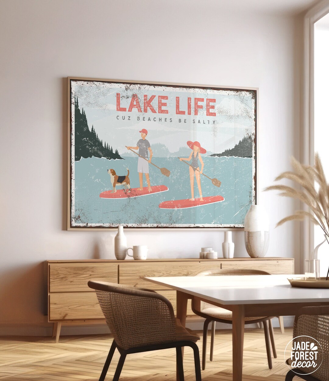 Coral LAKE LIFE Sign, Cuz Beaches Be Salty Lake Art, Couple ...