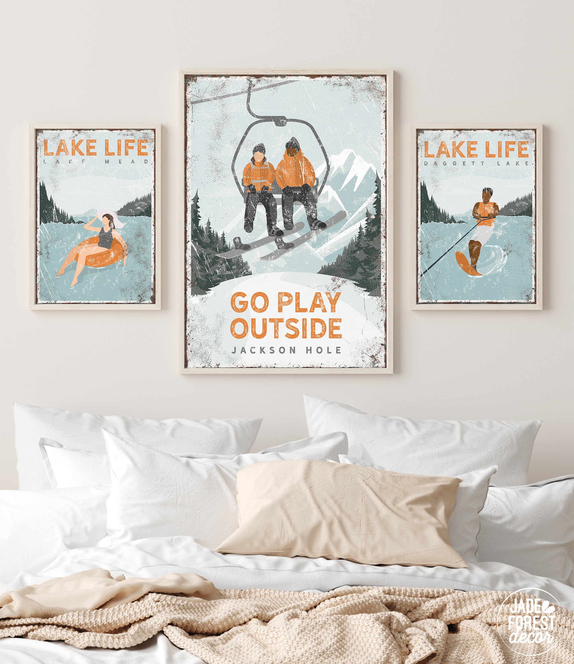 retro LAKE HOUSE decor canvas > personalized wakeboarding gift for her ...