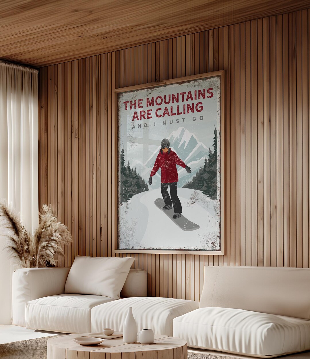 Vertical Ski Wall Decor, the Mountains Are Calling Sign in Maroon ...